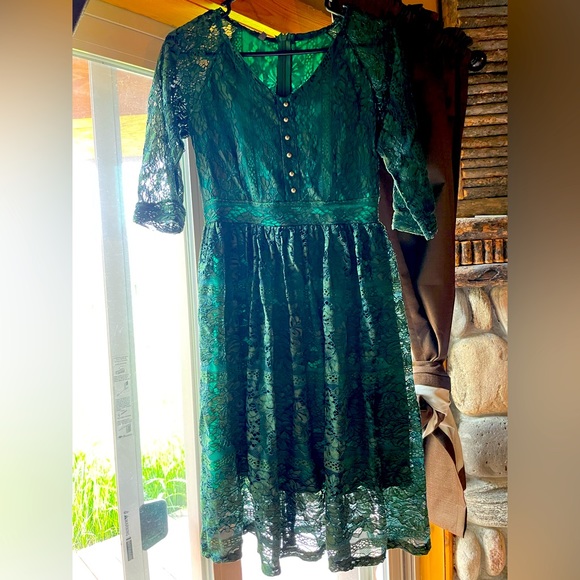 Dresses | Lacy Green Dress Perfect For Summer | Poshmark
